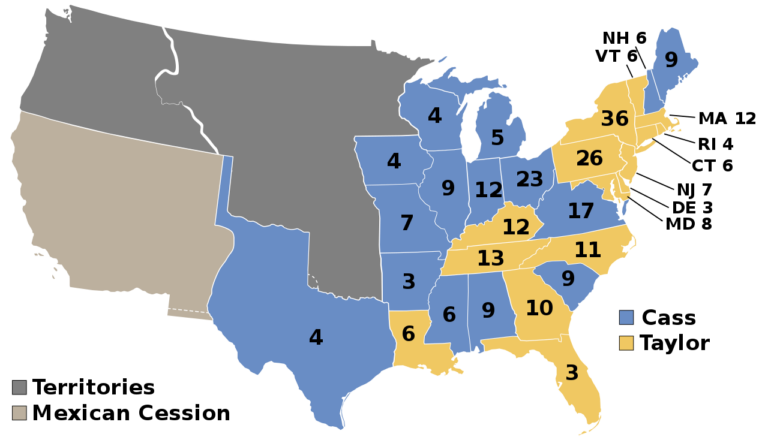 1848 US Presidential Election Map: Taylor vs Cass - Brilliant Maps