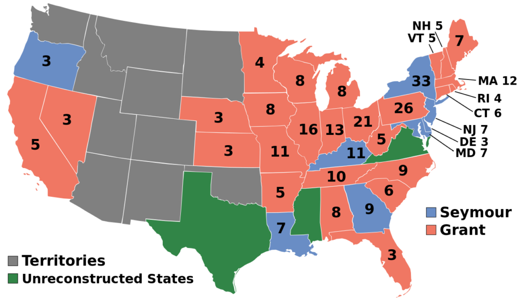 1868 US Presidential Election Map: Grant vs Seymour - Brilliant Maps