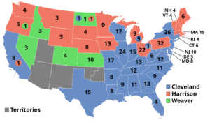 1892 US Presidential Election Map: Cleveland vs Harrison vs Weaver ...