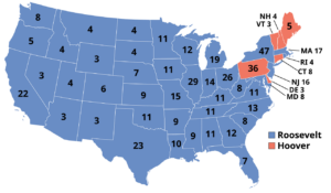 1932 US Presidential Election Map: Roosevelt vs Hoover