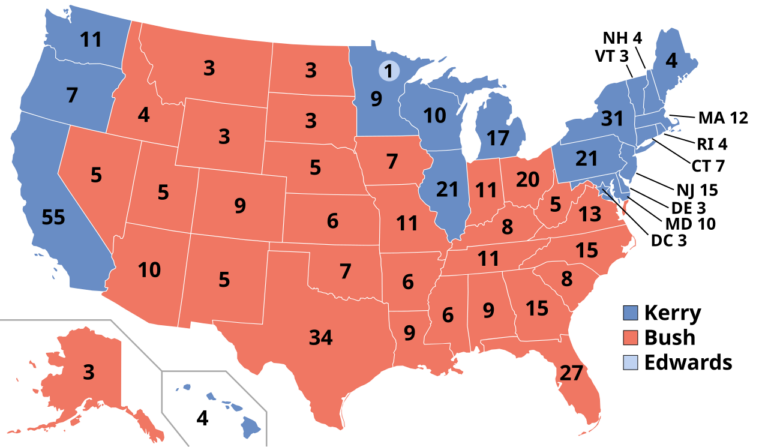 2004 US Presidential Election Map: Bush vs Kerry