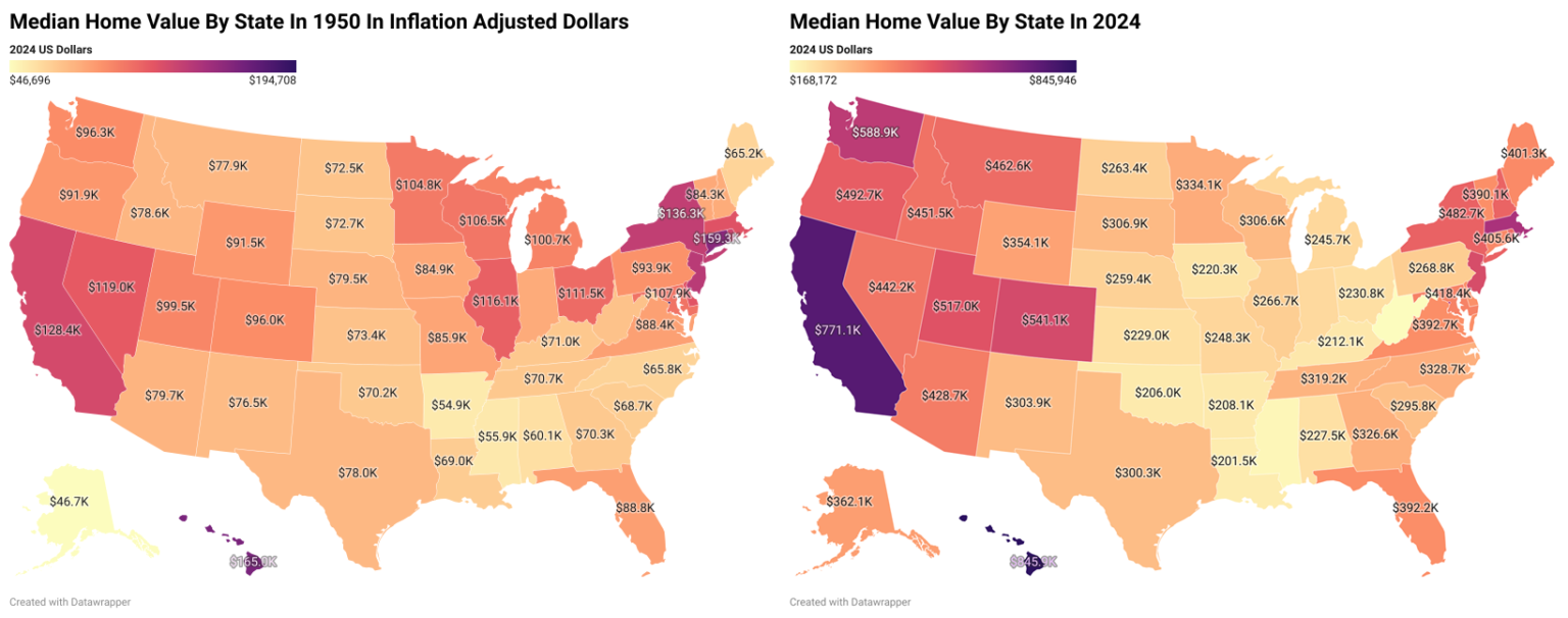 US Houses Prices In 1950 vs 2024 (Accounting For Inflation) - Brilliant ...