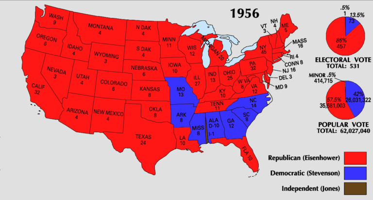 1956 US Presidential Election Map: Eisenhower vs Stevenson II