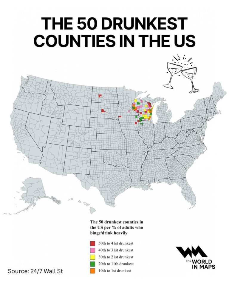 America's Drunkest & Driest Counties Based On Excessive Drinking ...