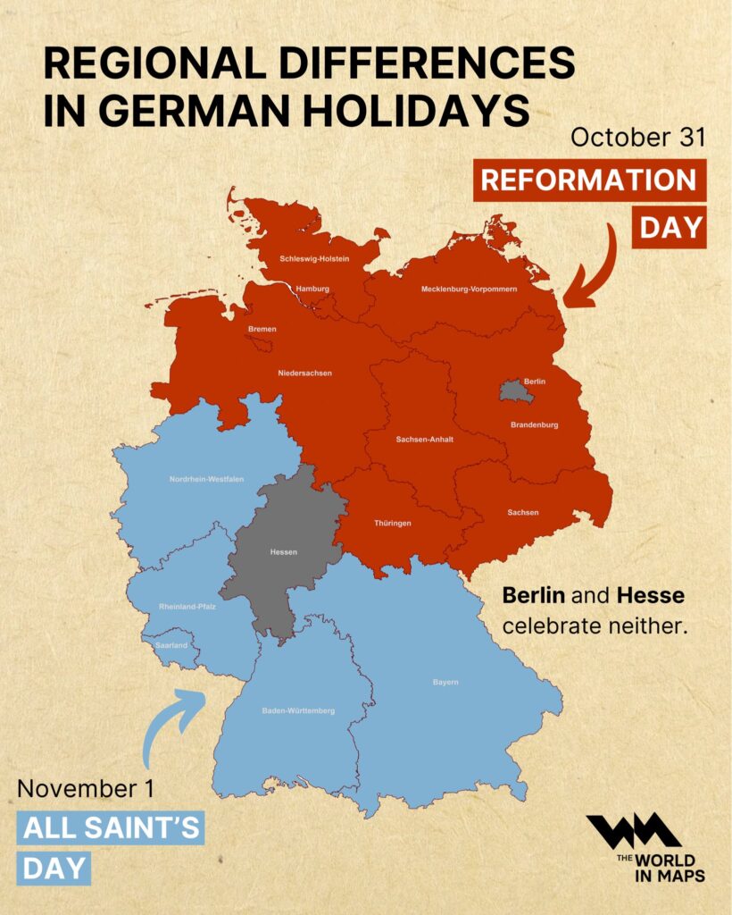 All Saints Day vs Reformation Day In Germany - Brilliant Maps