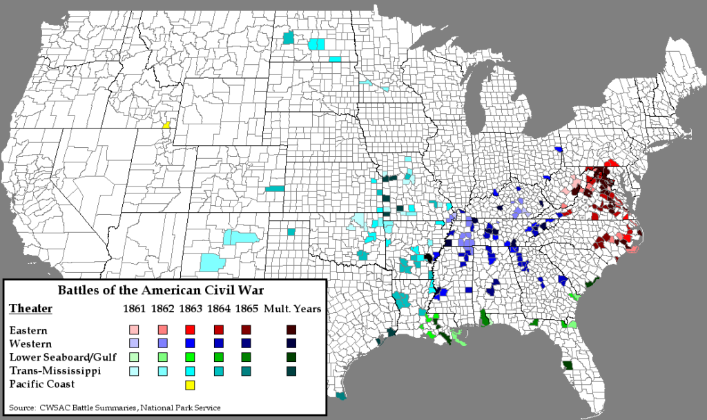 Map of American Civil War Battles By Year & Theater - Brilliant Maps