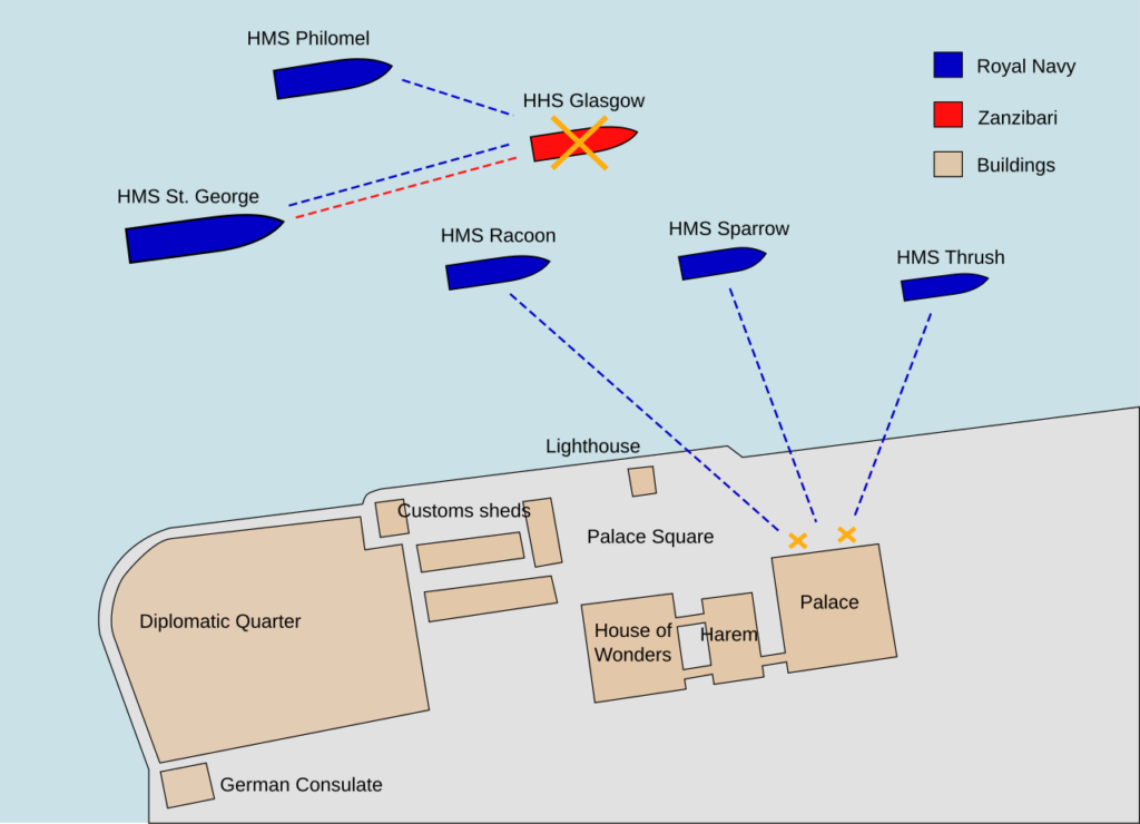 Map of The Entire Anglo-Zanzibar War, The Shortest War In History ...