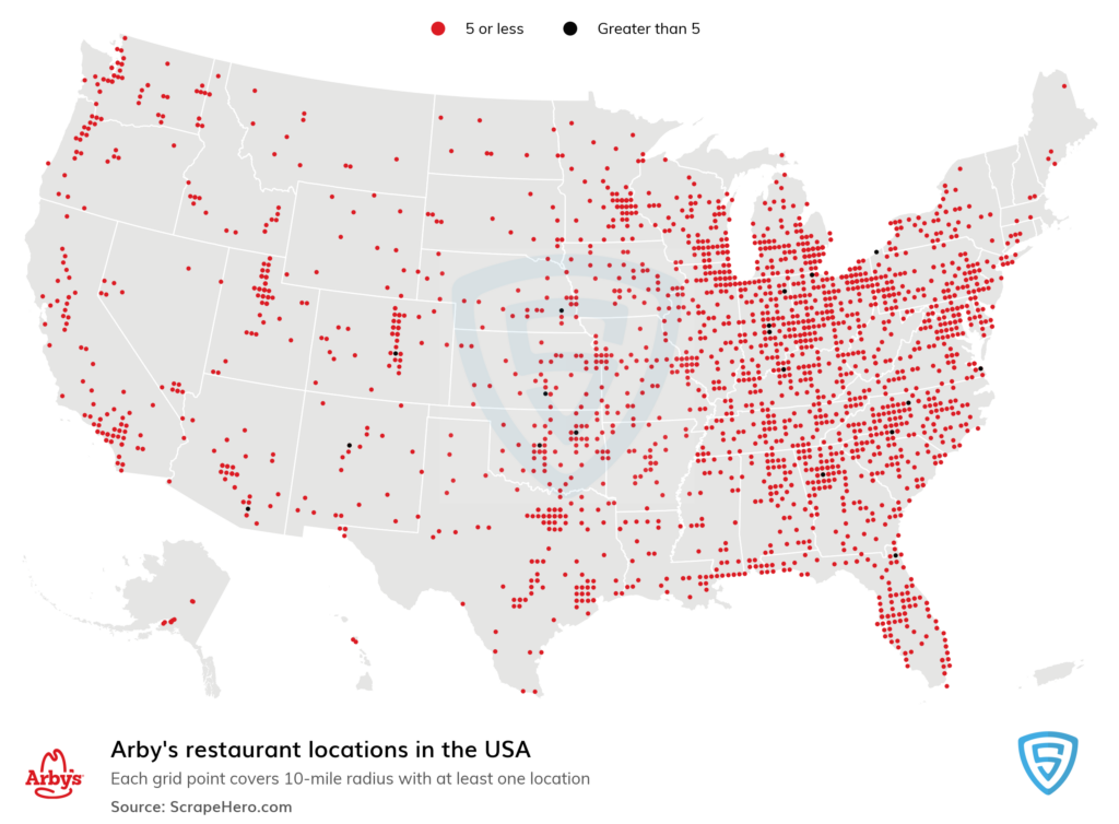 Map Of All 3,413 Arby's Locations In The US By State