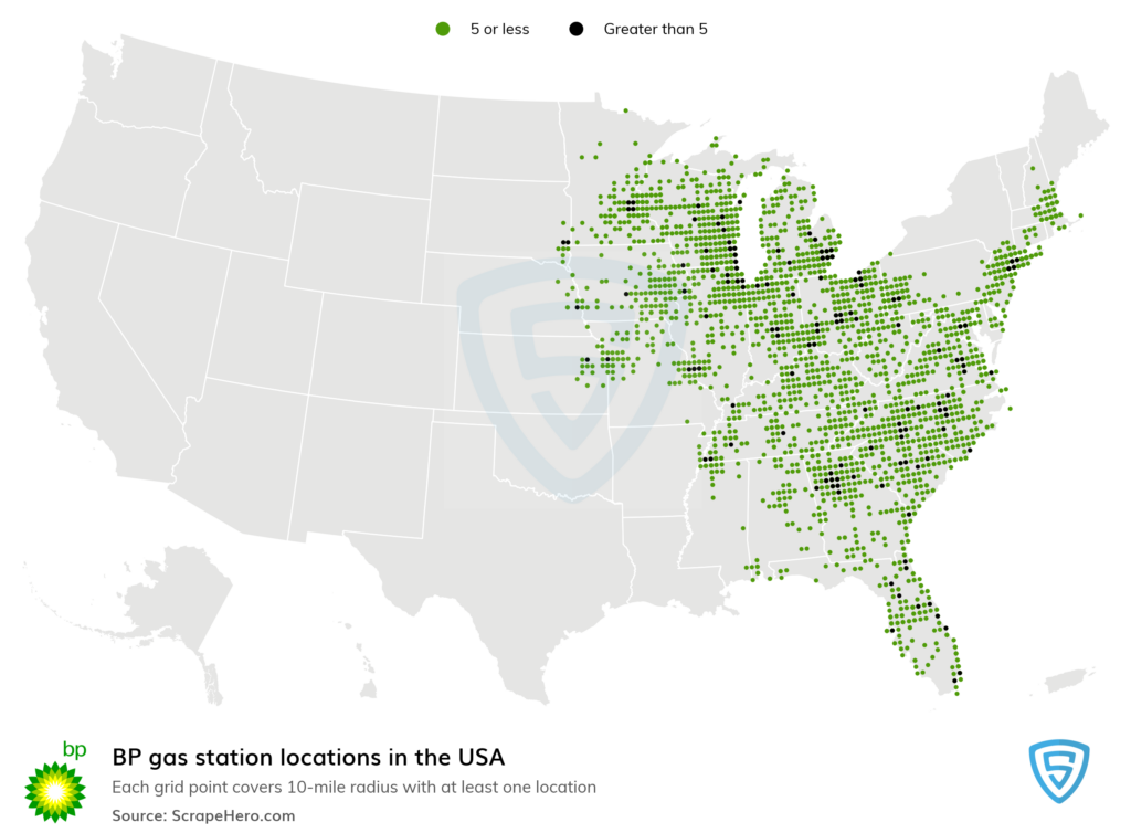 Map Of All 7,111 BP Gas Station Locations In The US By State