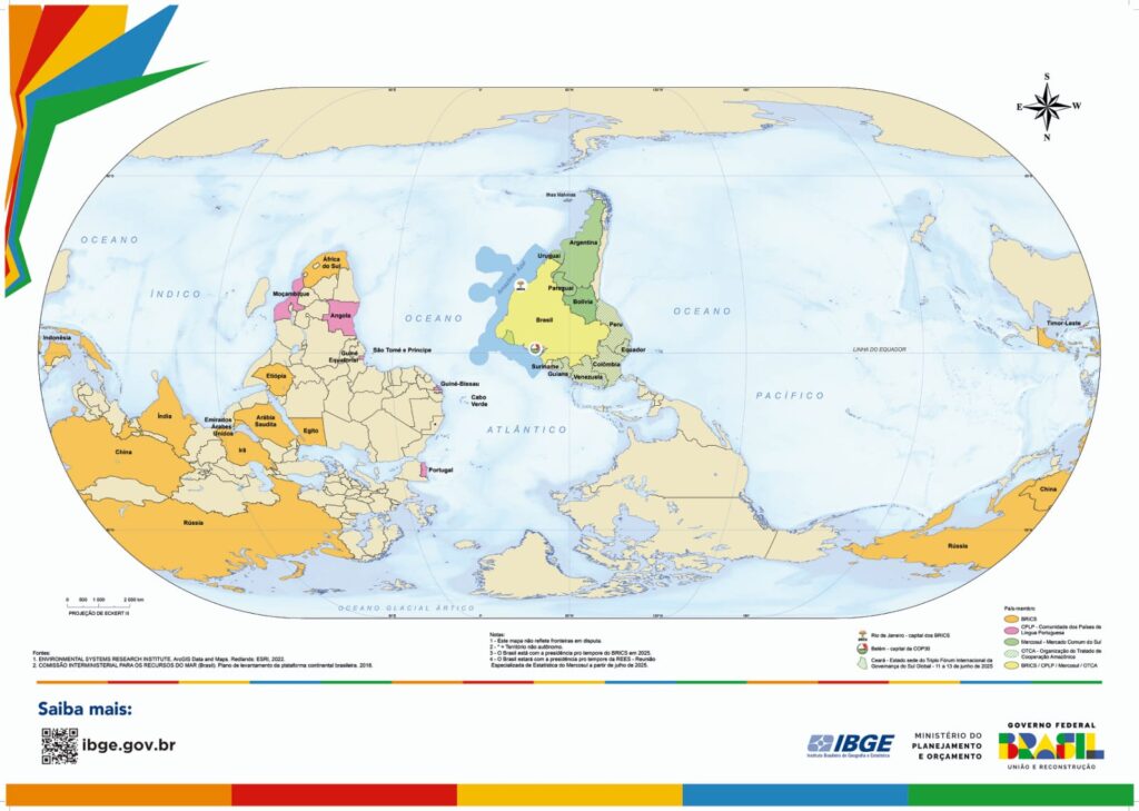 Upside-Down Brazil Centred Map From The Brazilian Government ...