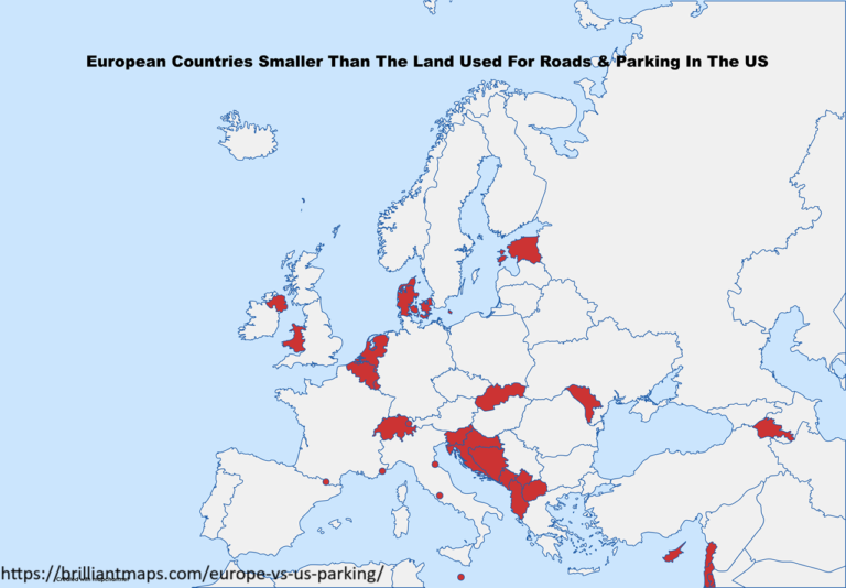 European Countries Smaller Than The Land Used For Roads & Parking In ...