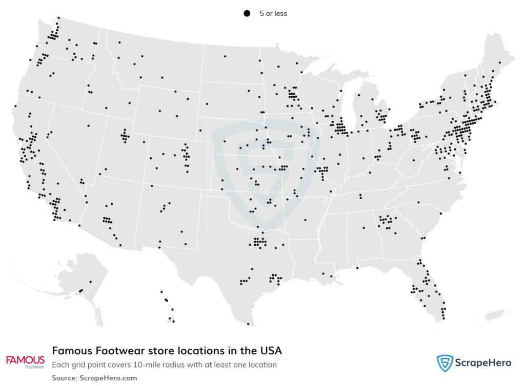 Map Of All 834 Famous Footwear Locations In The US By State