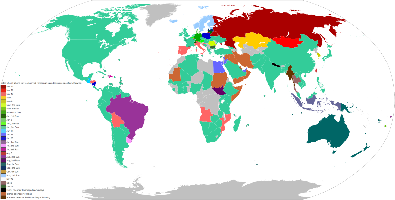 When Is Father's Day? Map Showing All The Dates It's Observed Around ...