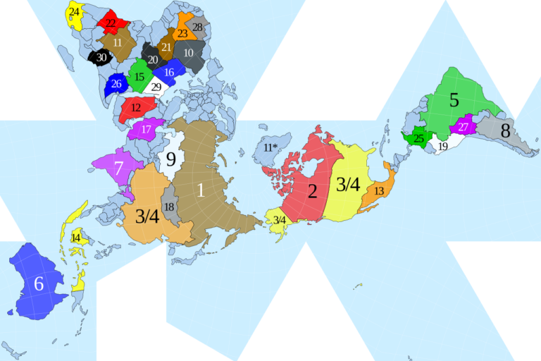 Dymaxion Map Of The World With The 30 Largest Countries By Area
