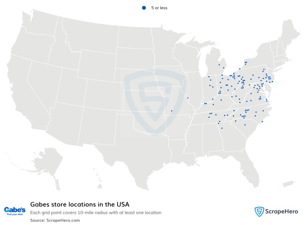 Map Of All 129 Gabe's Locations In The US By State