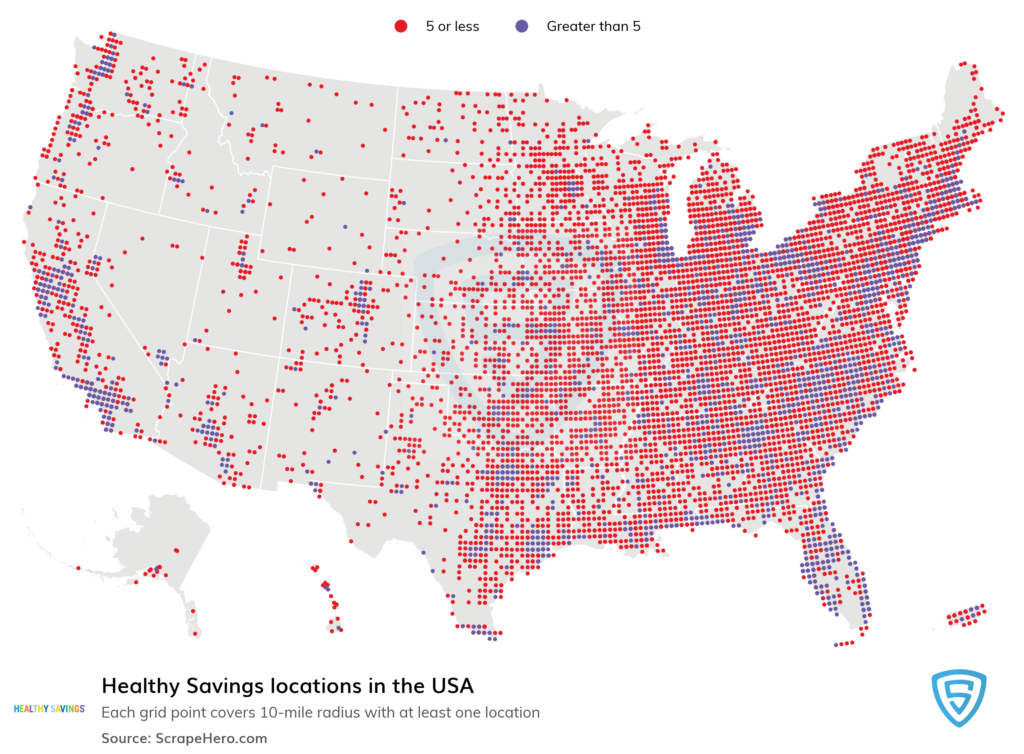 Map Of All 50,410 Healthy Savings Locations In The US By State
