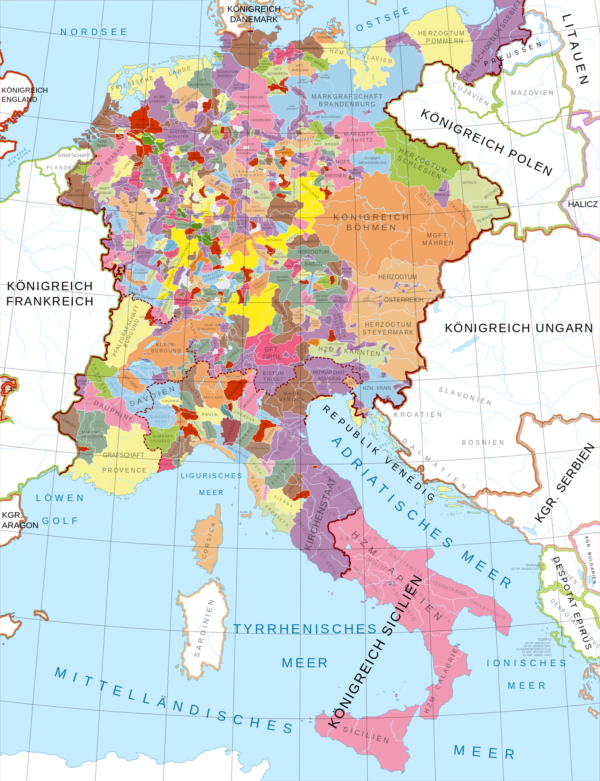 Map of The Holy Roman Empire At Its Territorial Peak In The 12th ...