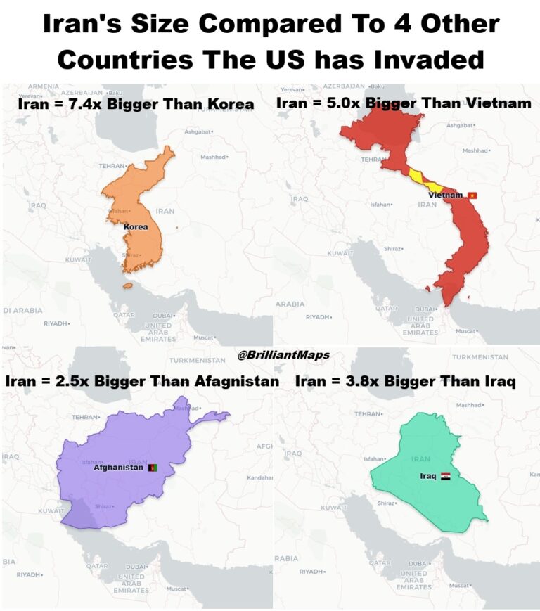 Iran's Size Compared To 5 Other Countries The US Has Invaded ...