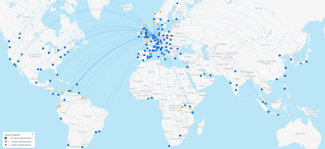 KLM Flight Route Destinations Map In 2025 Brilliant Maps