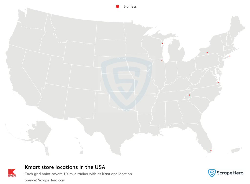 Map Of All 12 Remaining Kmart Locations In The US By State