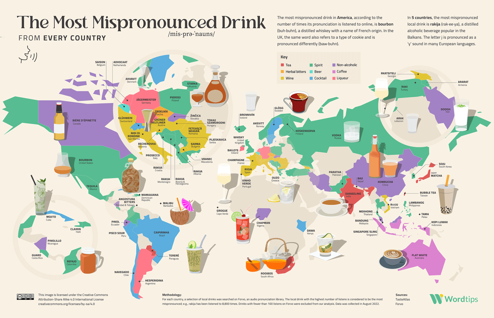 Map Of The Most Mispronounced Drinks From Every Country - Brilliant Maps