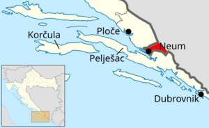 Map Of The Neum Strip Which Splits Croatia In Two