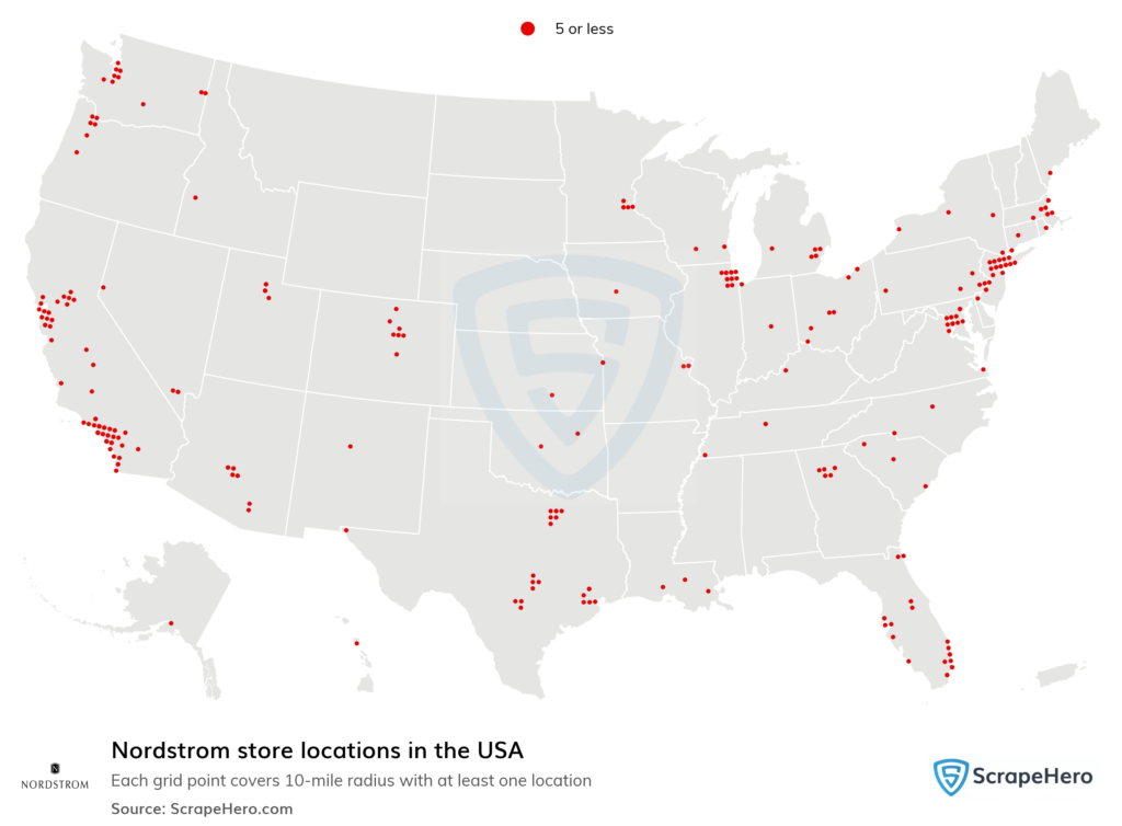 Map Of All 365 Nordstrom Locations In The US By State
