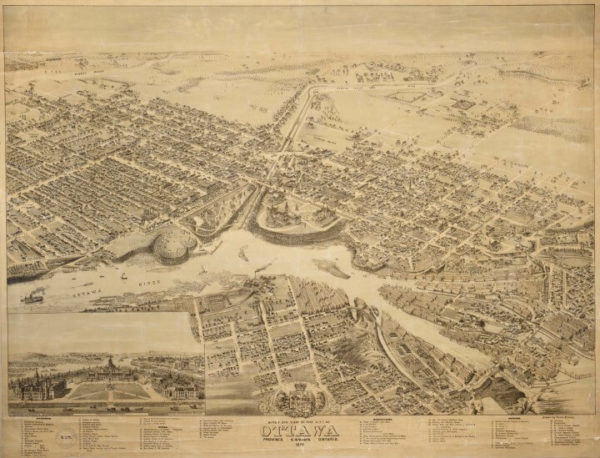 Bird's Eye View of The City of Ottawa, Ontario (Canada) In 1876 ...