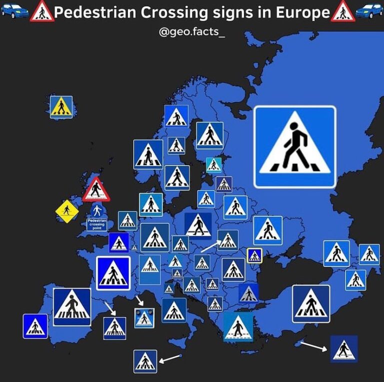 Pedestrian Crossing Signs of Europe - Brilliant Maps
