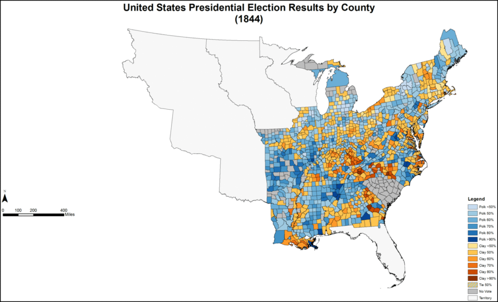 1844 US Presidential Election Map: Polk vs Clay - Brilliant Maps