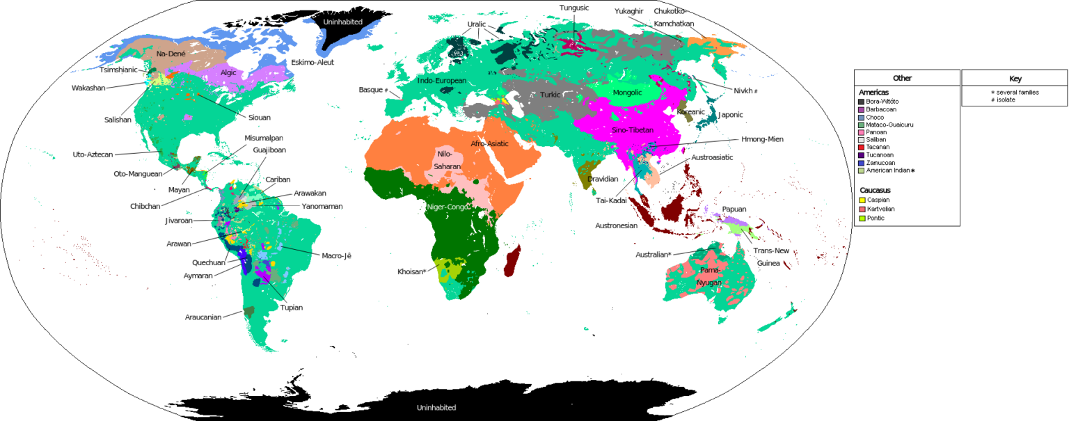 Map of The Primary Human Language Families - Brilliant Maps
