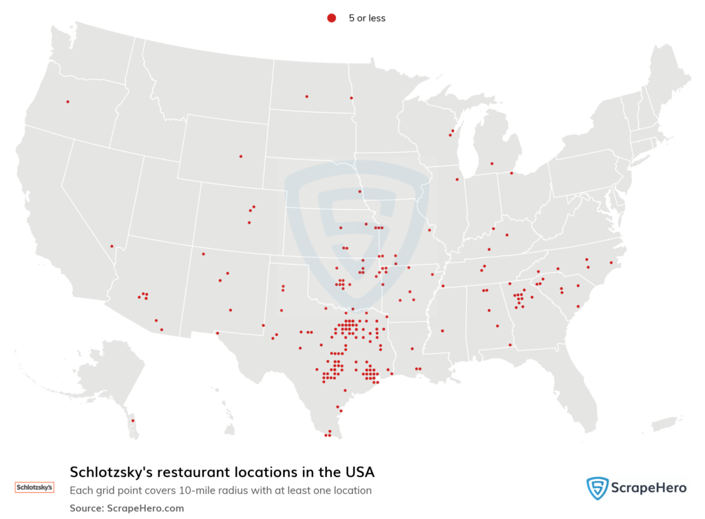 Map Of All 336 Schlotzsky's Locations In The US By State