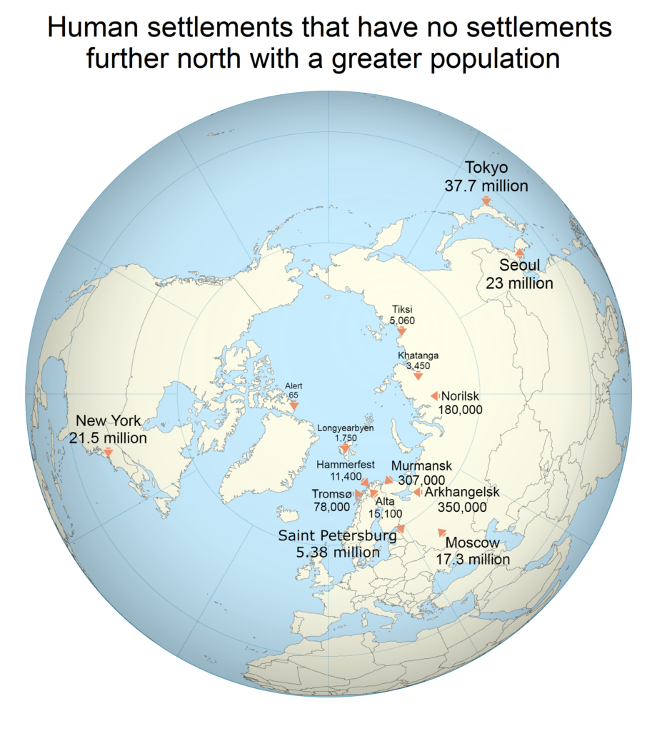 Human Settlements That Have No Settlement Further North With A Greater ...