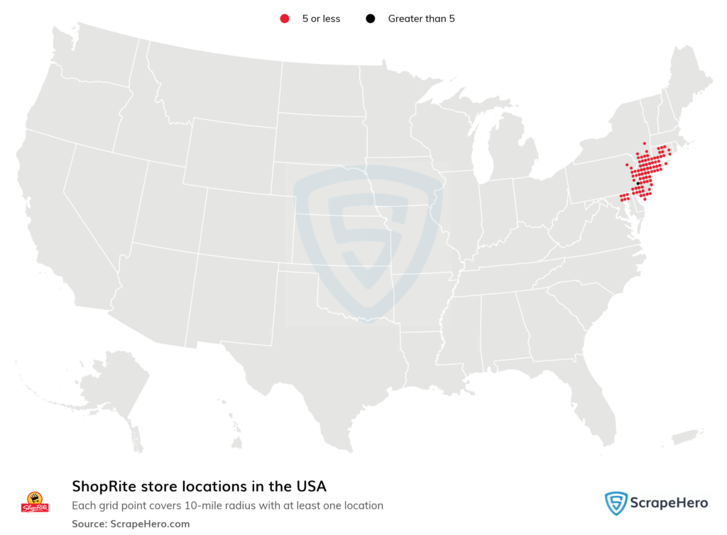 Map Of All 313 ShopRite Locations In The US By State