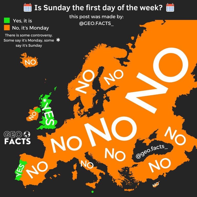 Is Sunday The First Day Of The Week? - Brilliant Maps