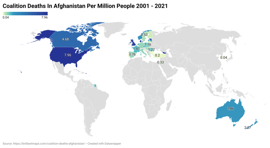 Map Of Coalition Countries That Lost At Least 1 Solider Helping US ...