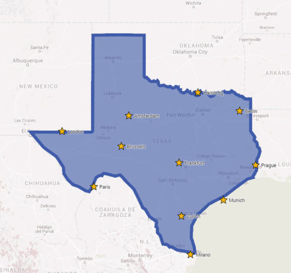 Major European Cities On A Map Of Texas - Brilliant Maps
