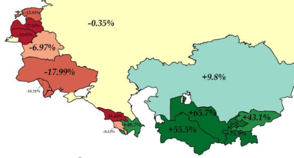 Population Change in the Former Soviet Republics Between 1989 & 2018 ...