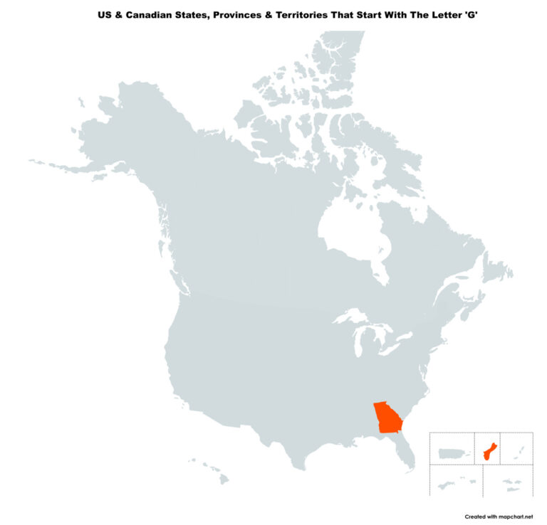 Map Of The 2 US States & Canadian Provinces That Start With The Letter ...