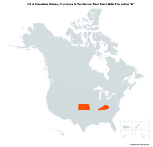 Map Of The 2 US States & Canadian Provinces That Start With The Letter ...