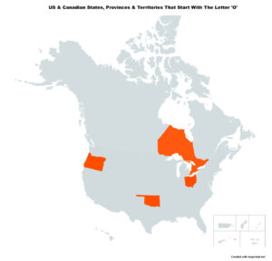 Map Of The 4 US States & Canadian Provinces That Start With The Letter ...