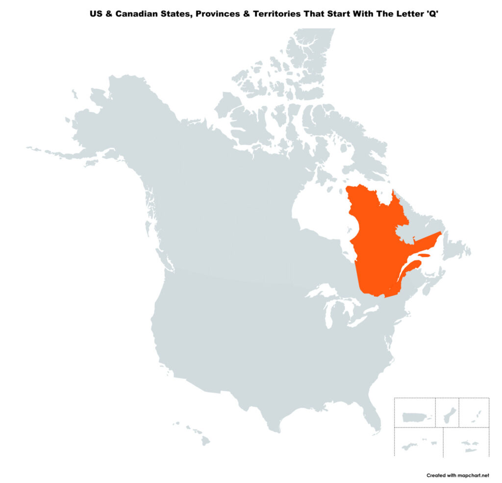 Map Of The 1 US States & Canadian Provinces That Start With The Letter ...