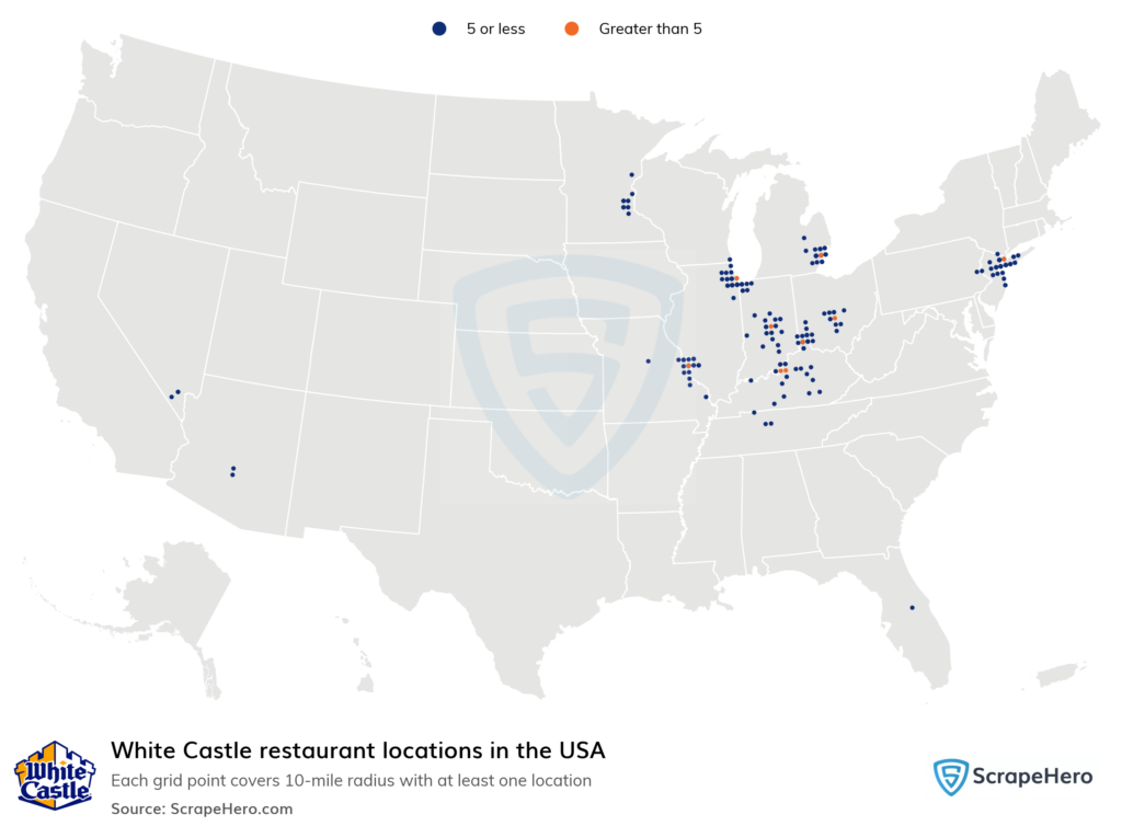 Map Of All 345 White Castle Locations In The US By State