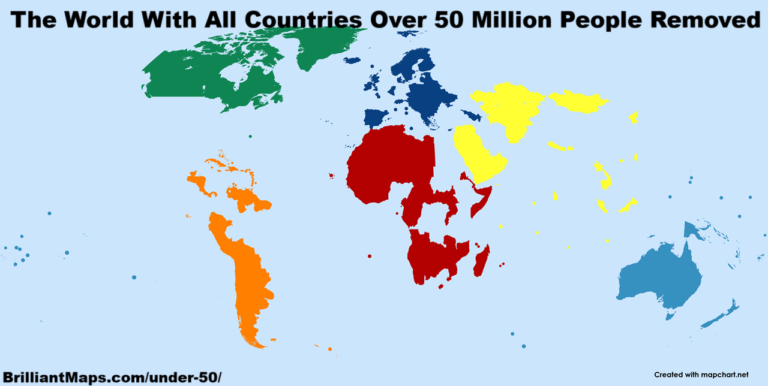The World With All Countries Over 50 Million People Removed - Brilliant ...