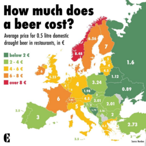 Beer Prices In Europe: How Much For A Pint? - Brilliant Maps