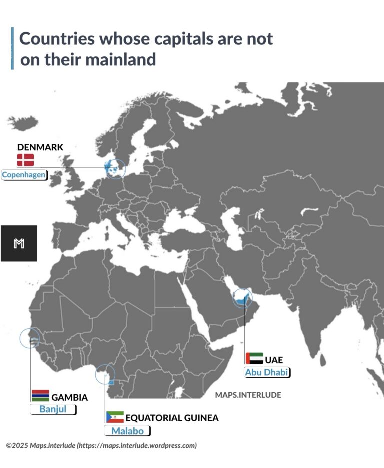 Countries Whose Capitals Are Not On Their Mainland - Brilliant Maps