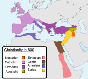 Map Showing The Spread Of Christianity In 600 AD
