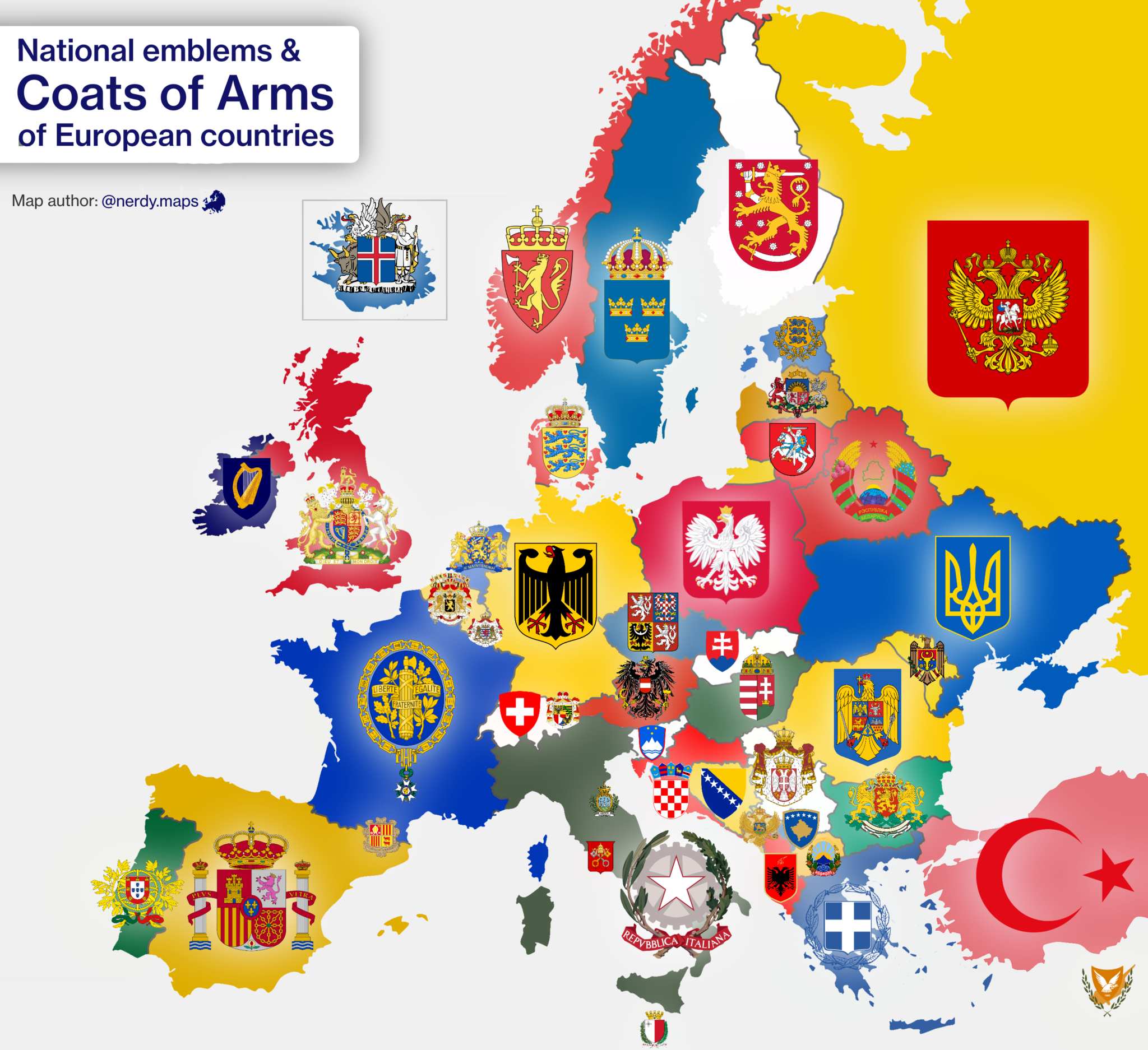 Coat of Arms World Map - Brilliant Maps