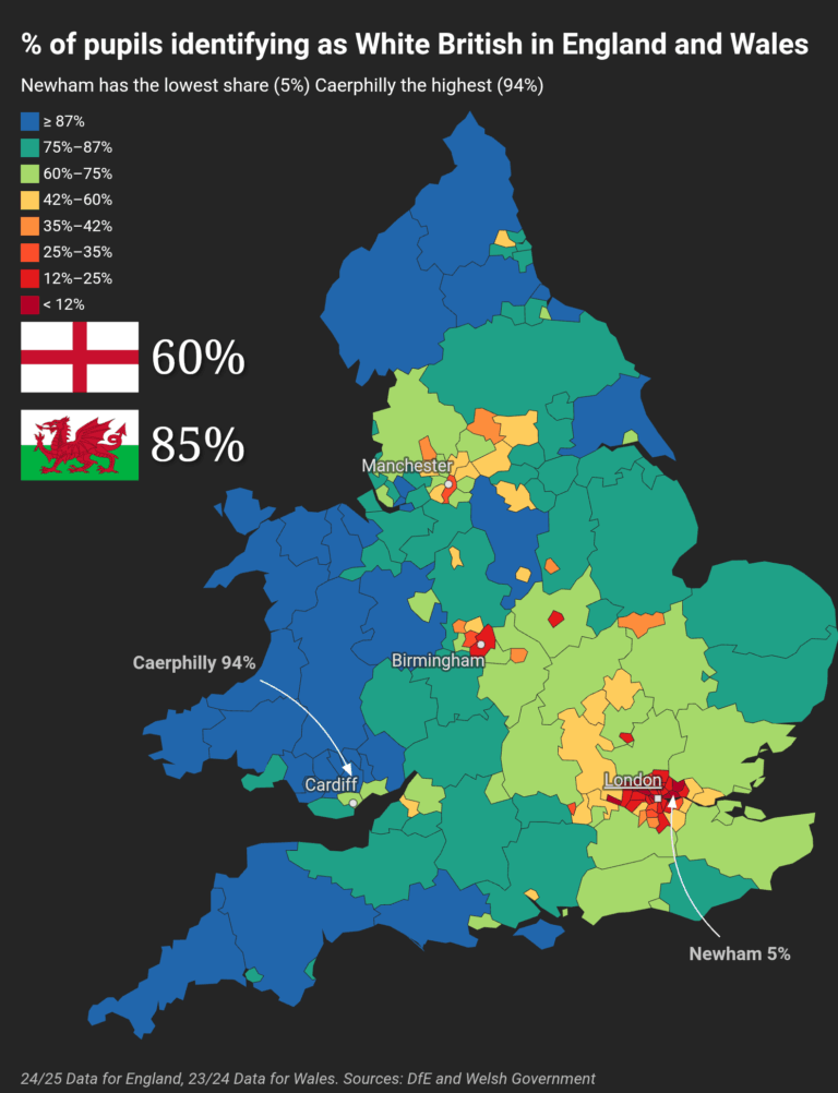 Slightly Misleading Map of Demographics of Schools In England & Wales ...