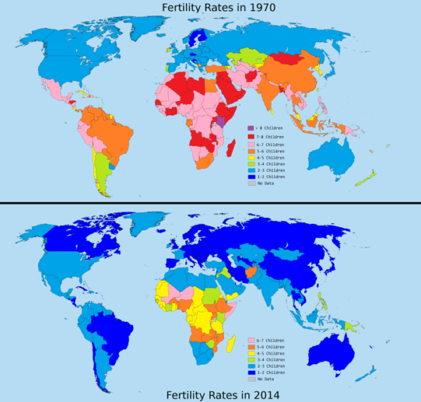 The Astounding Drop in Global Fertility Rates Between 1970 And 2014 ...